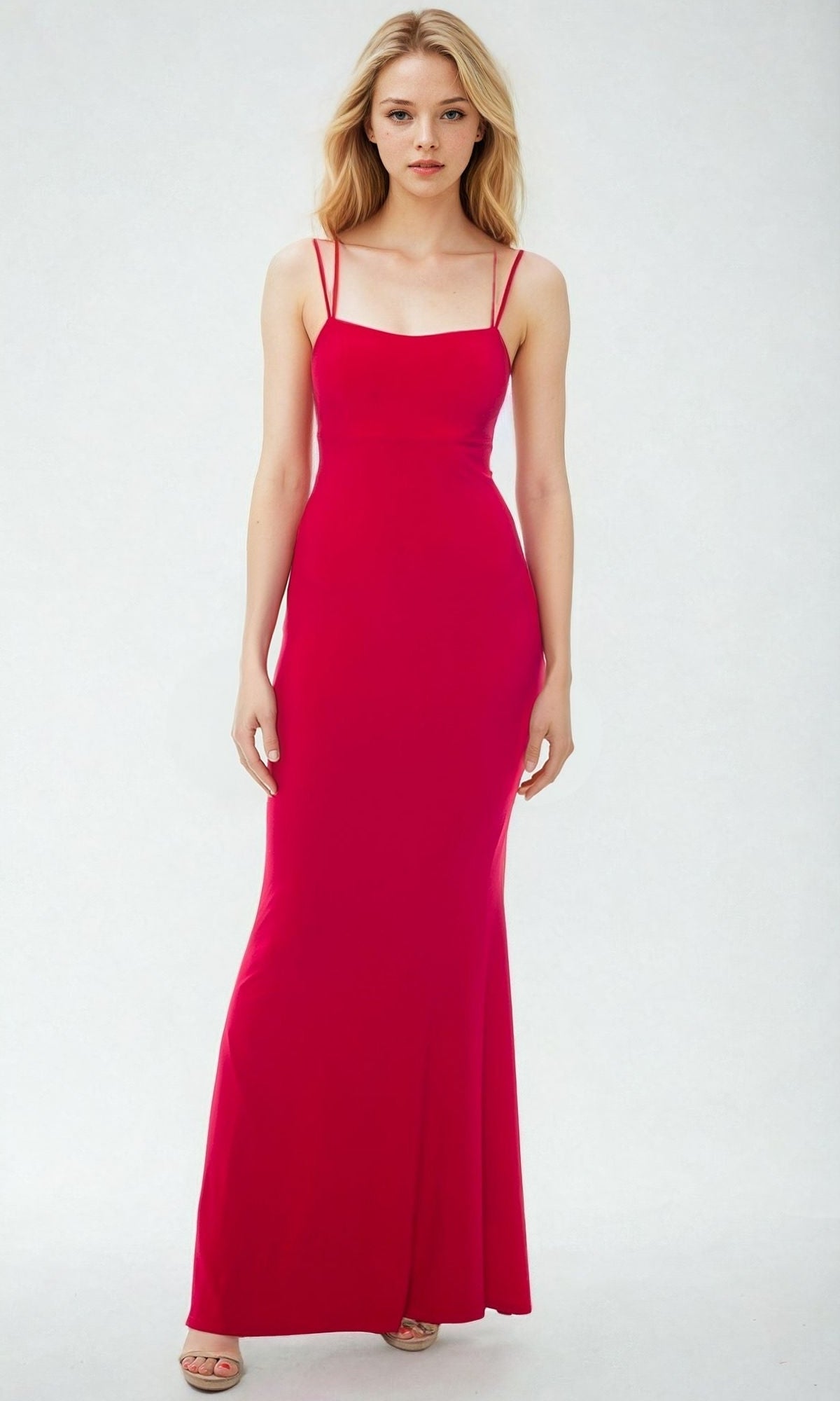 Classic Long Red Formal Dress with Lace-Up Back