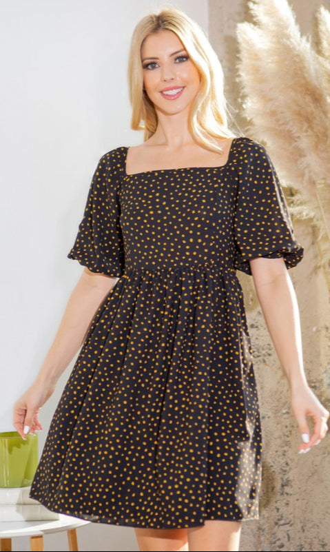 Short-Sleeve Casual Short Print Dress