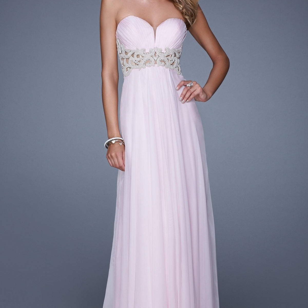 Prom Dress with Embroidered Sheer Back - PromGirl