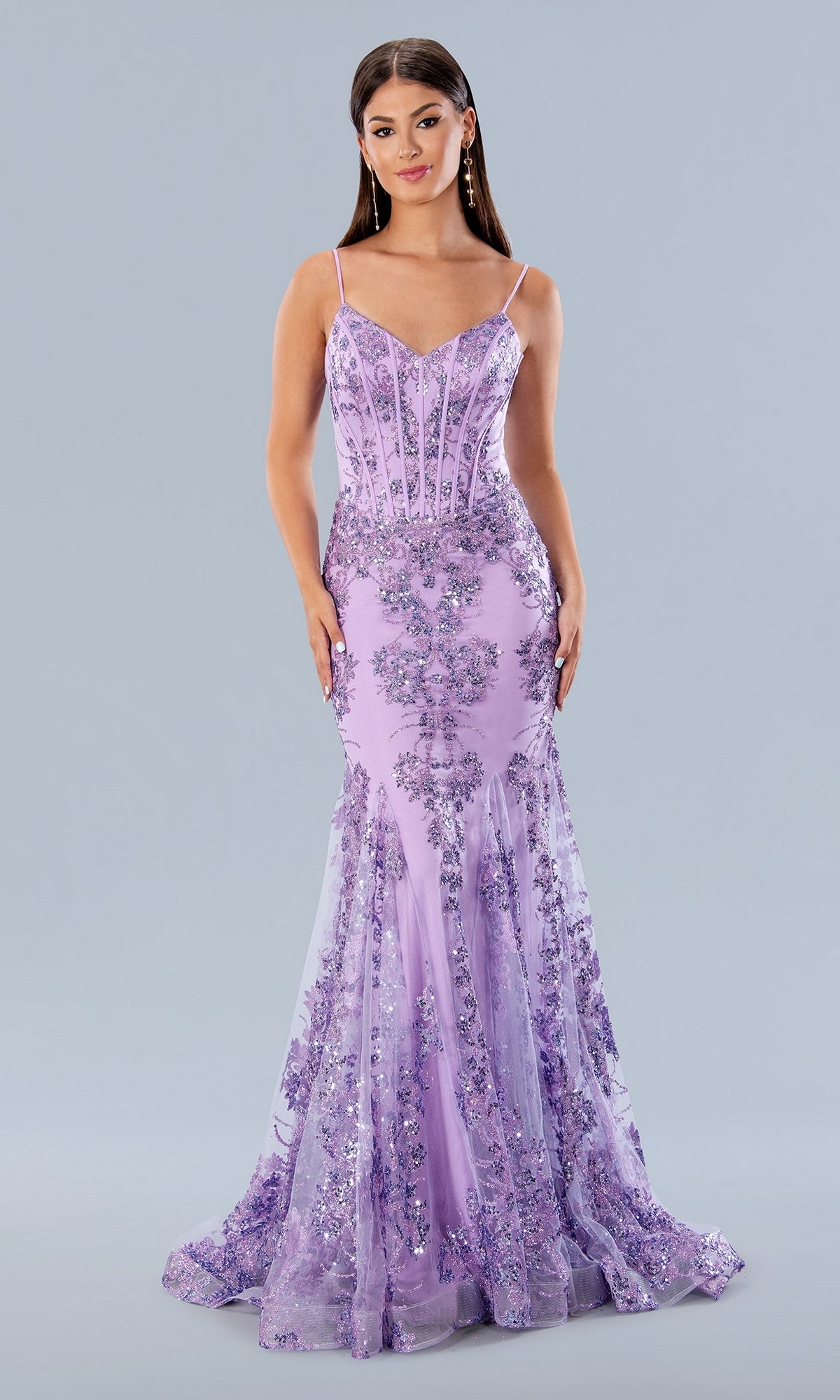 Sparkly Long Corset Mermaid Prom Dress - PromGirl