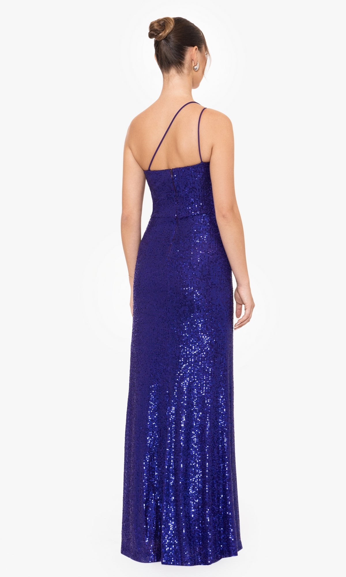 Rosette One-Shoulder Long Purple Sequin Prom Dress Rosette One-Shoulder Long Purple Sequin Prom Dress