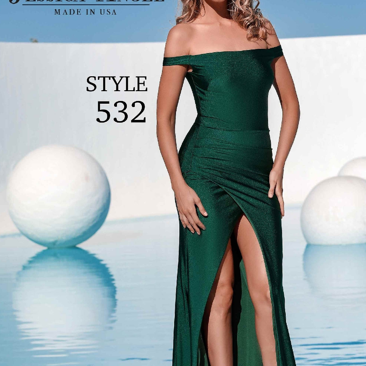 Off-the-Shoulder Long Prom Dress with Faux-Wrap Skirt