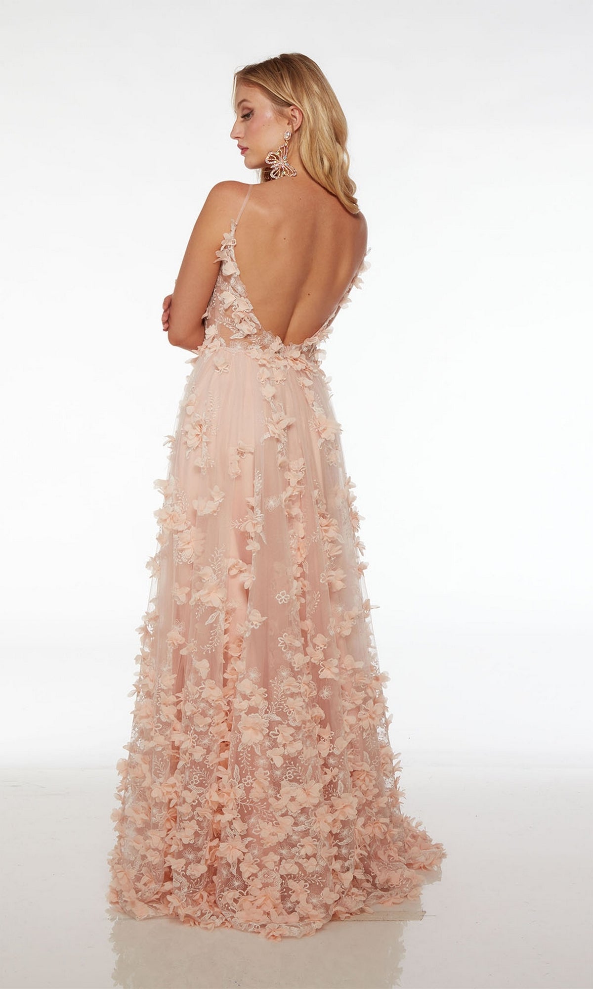 Alyce Backless Corset Prom Dress with 3-D Flowers