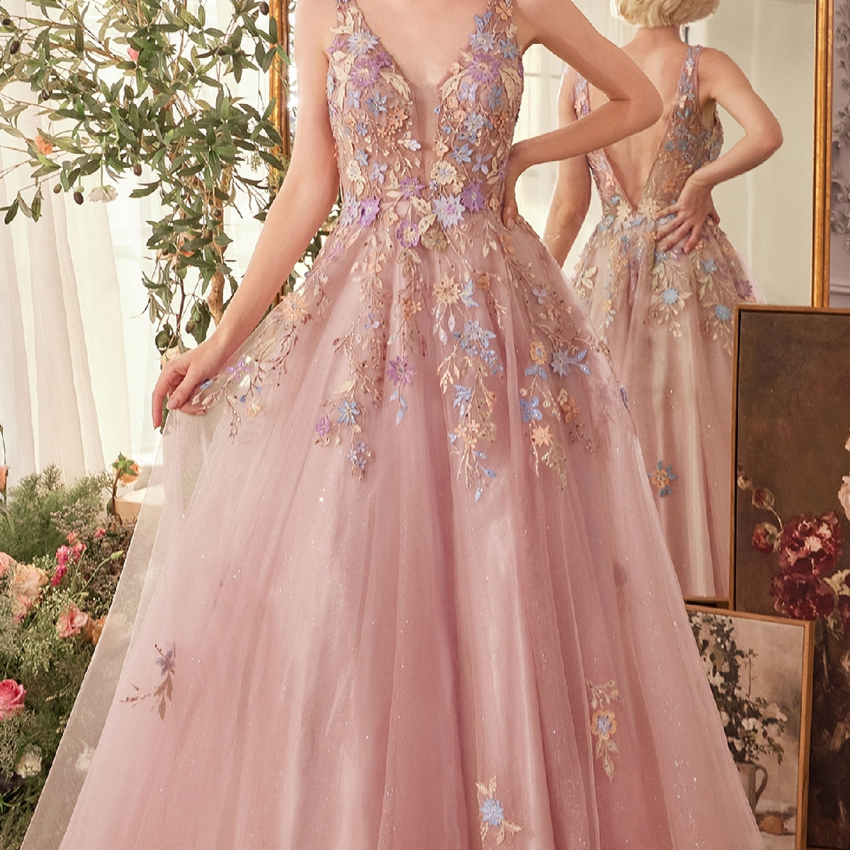 Andrea and Leo A1394 Sleeveless Mauve Prom Ball Gown