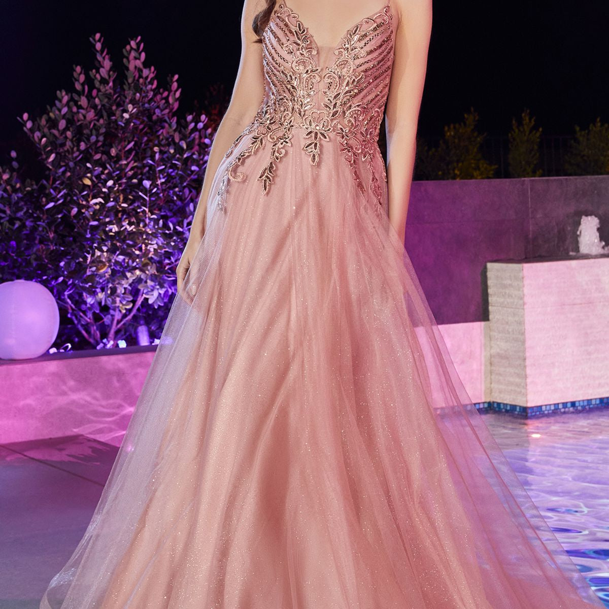 Long Prom Ball Gown with Glitter Bodice - PromGirl