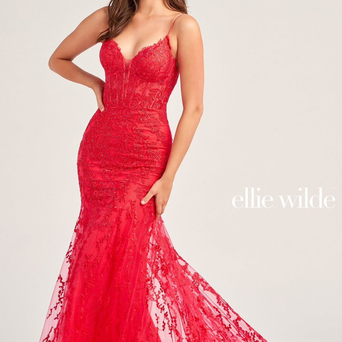 Beaded-Tulle Long Embroidered Prom Dress - PromGirl