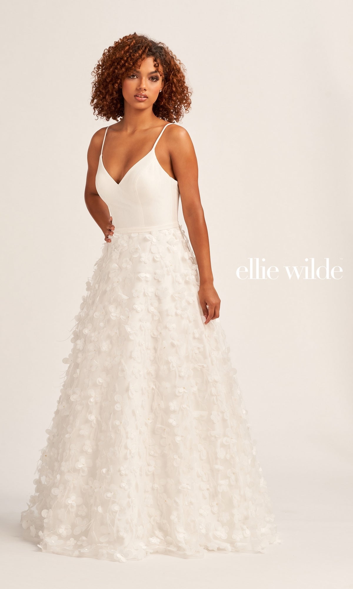 Ellie Wilde Long Prom Ball Gown With Flowers Promgirl