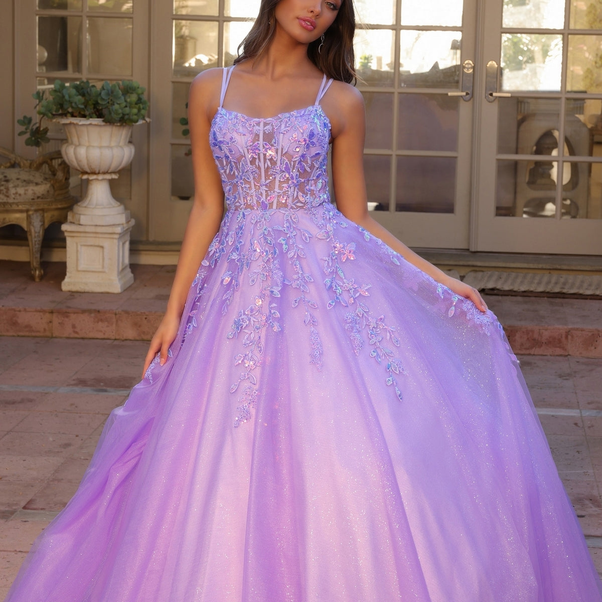 Long Prom Ball Gown with Sheer Bodice