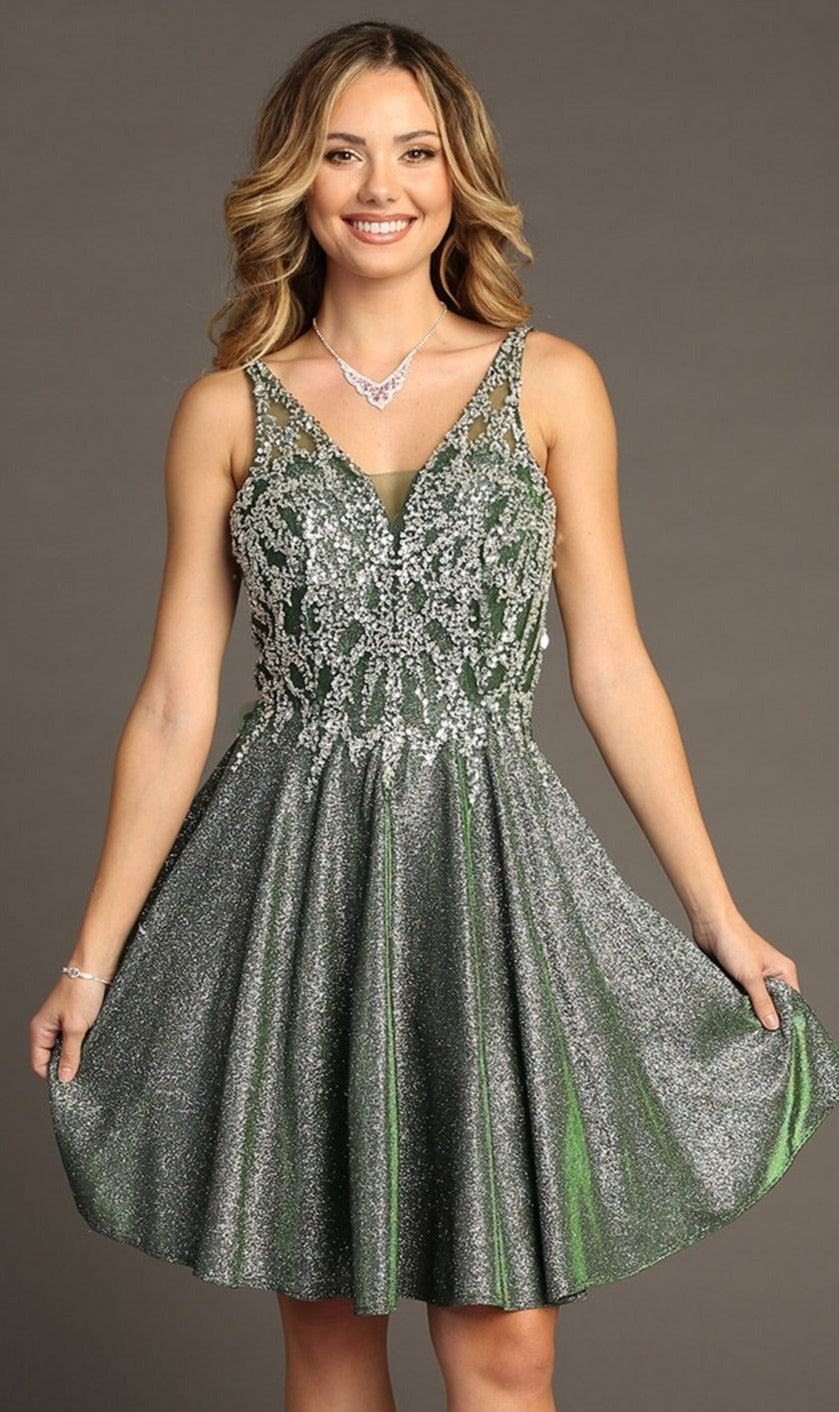 Short Glitter Homecoming Party Dress with Beads