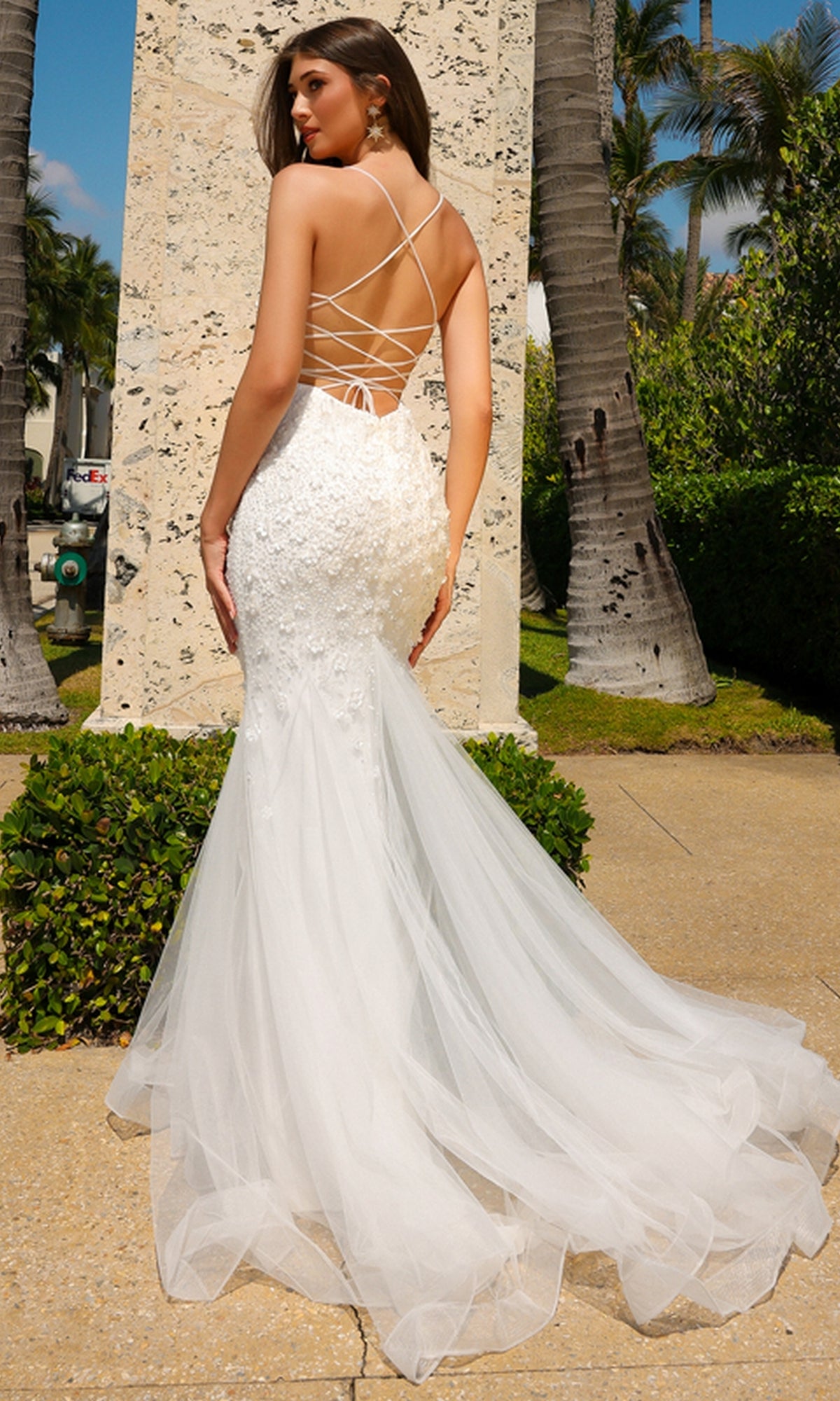 Long Floral Mermaid Prom Dress with Train - PromGirl