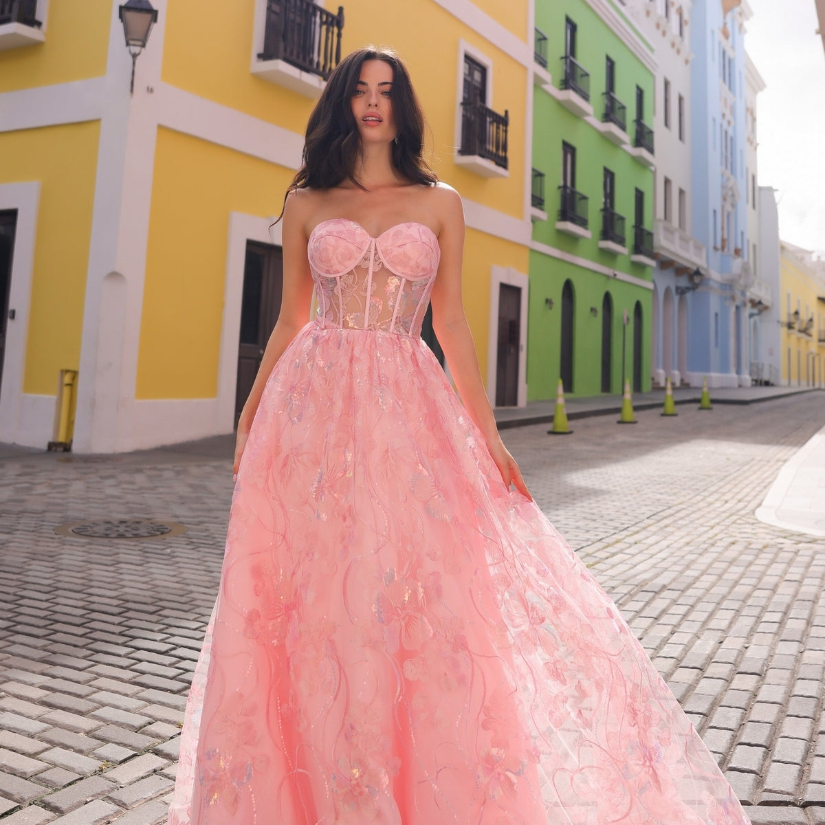 Strapless Sequin Long A-Line Prom Dress