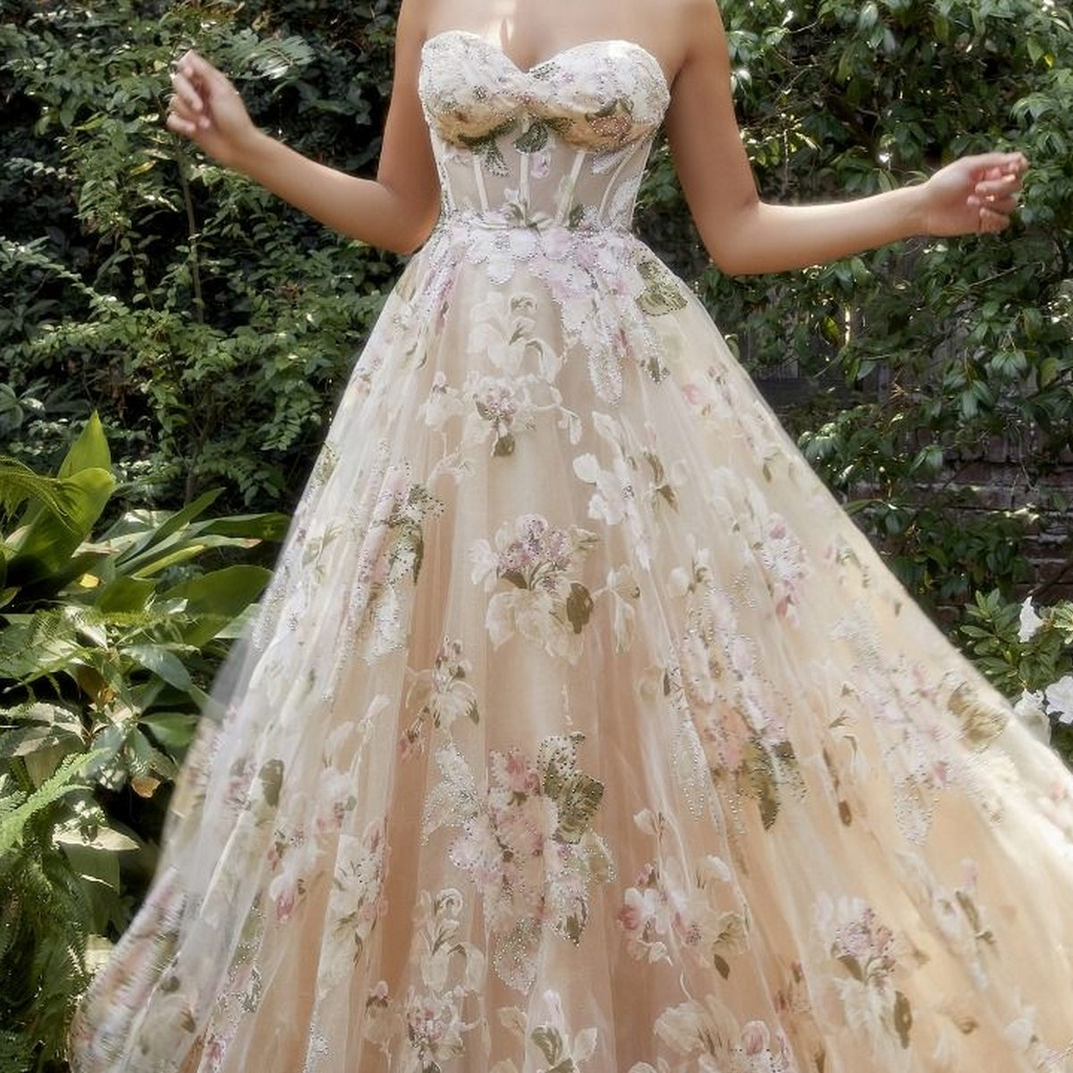 Champagne Long Strapless Prom Ball Gown - PromGirl