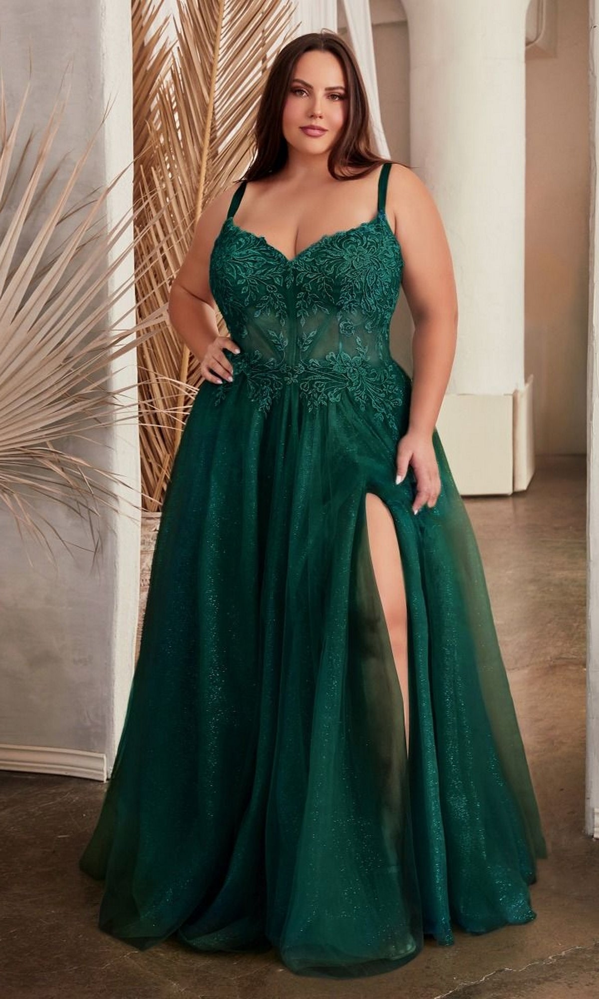 Ladivine C150C Long Plus-Size Prom Dress - PromGirl