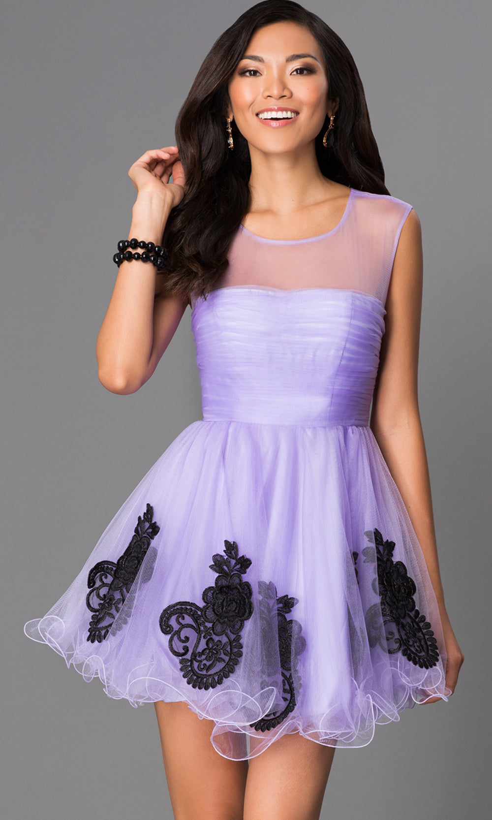 Sleeveless Short Party Dress With Lace Promgirl
