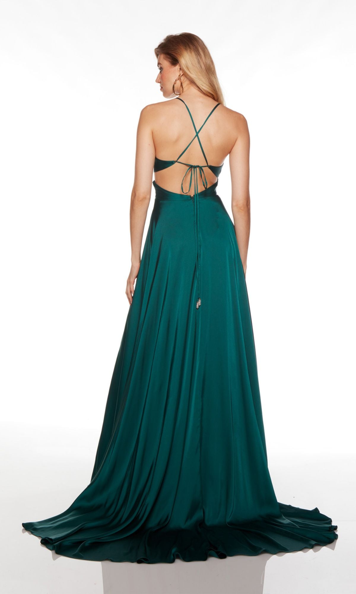 Cut-Out Back Alyce Long Wrap Prom Dress - PromGirl