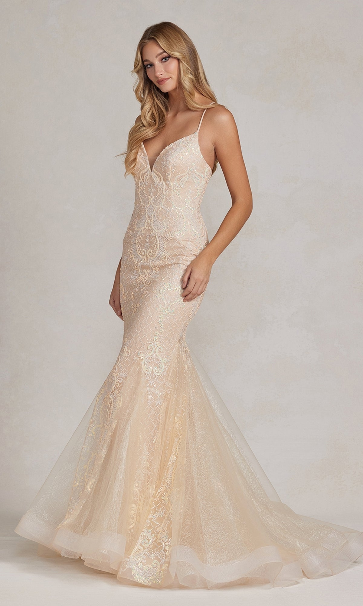 Mermaid Long Champagne Formal Gown - PromGirl
