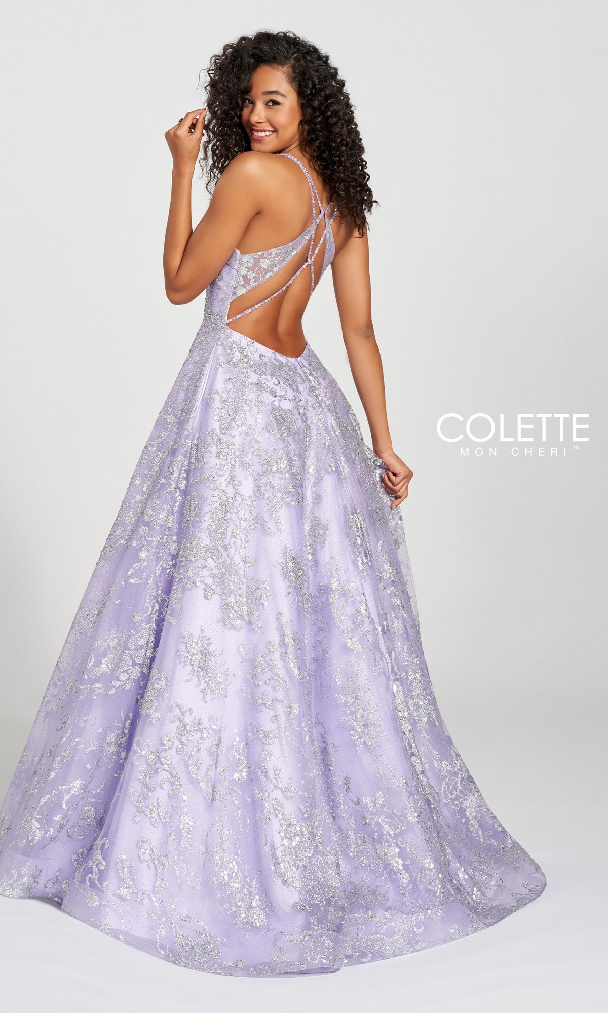 Purple Prom Ball Gown with Silver Glitter - PromGirl