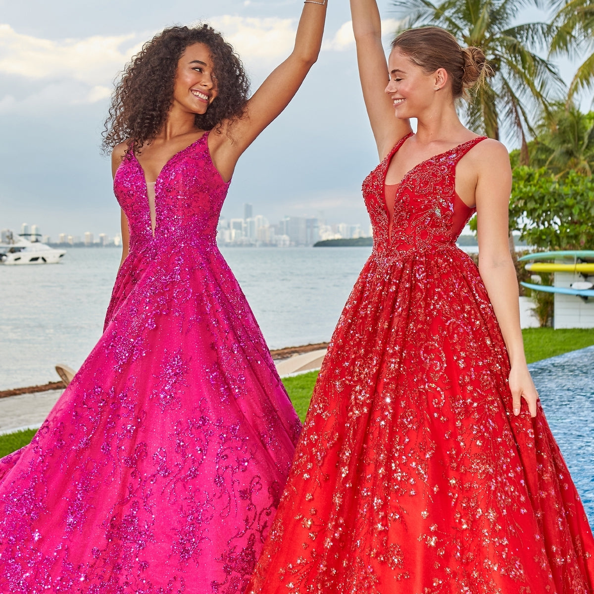 Sequin Glitter Tulle Prom Dress CL12237 - PromGirl