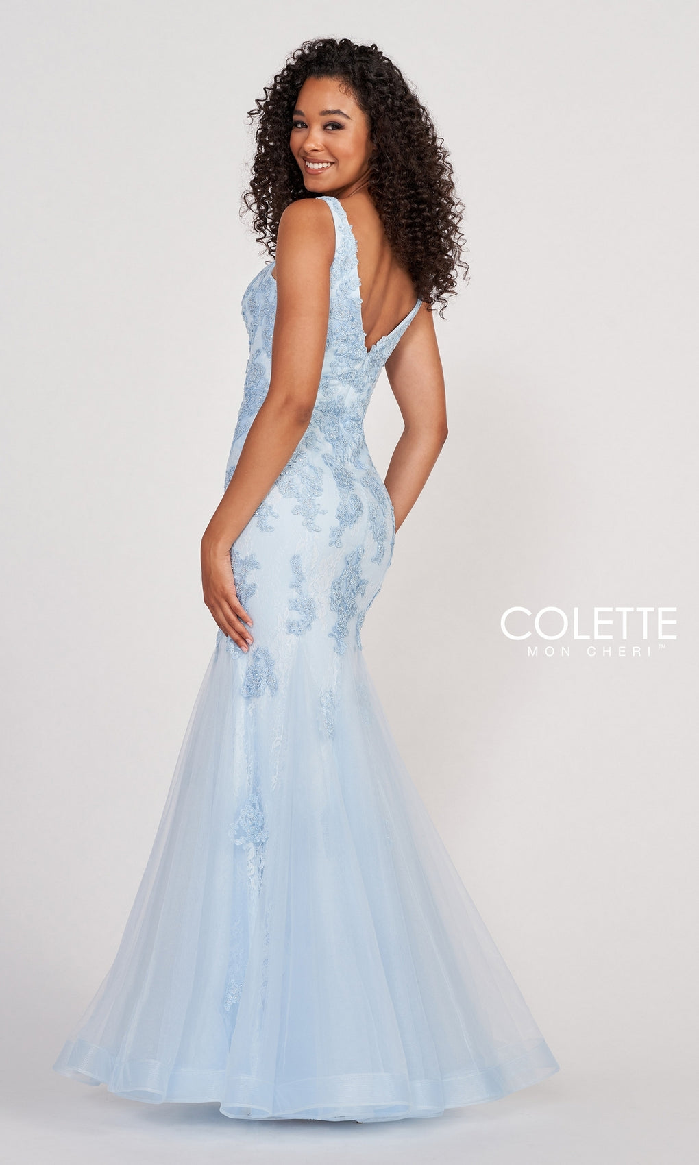 Colette Powder Blue Long Mermaid Prom Dress - PromGirl