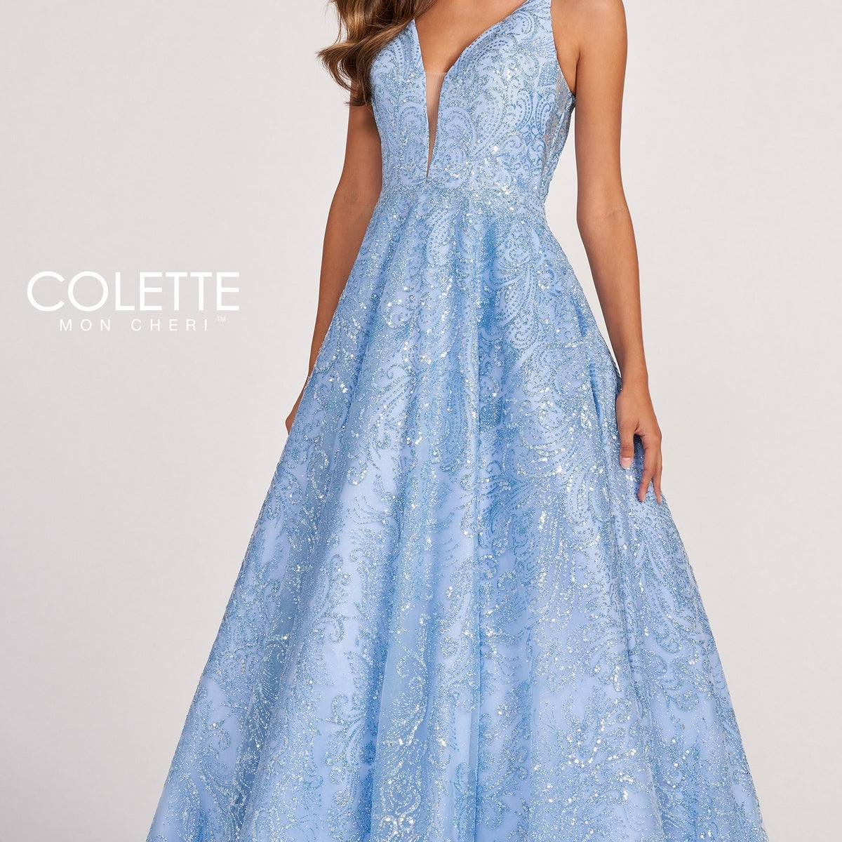 Powder Blue Glitter Prom Ball Gown CL2014 - PromGirl