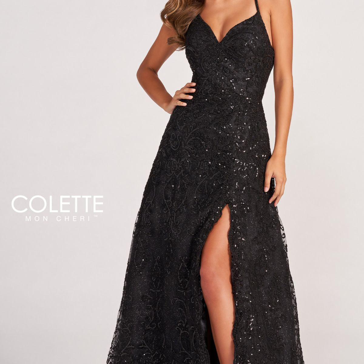 CL2028 A-Line Strappy-Back Lace Prom Dress - PromGirl