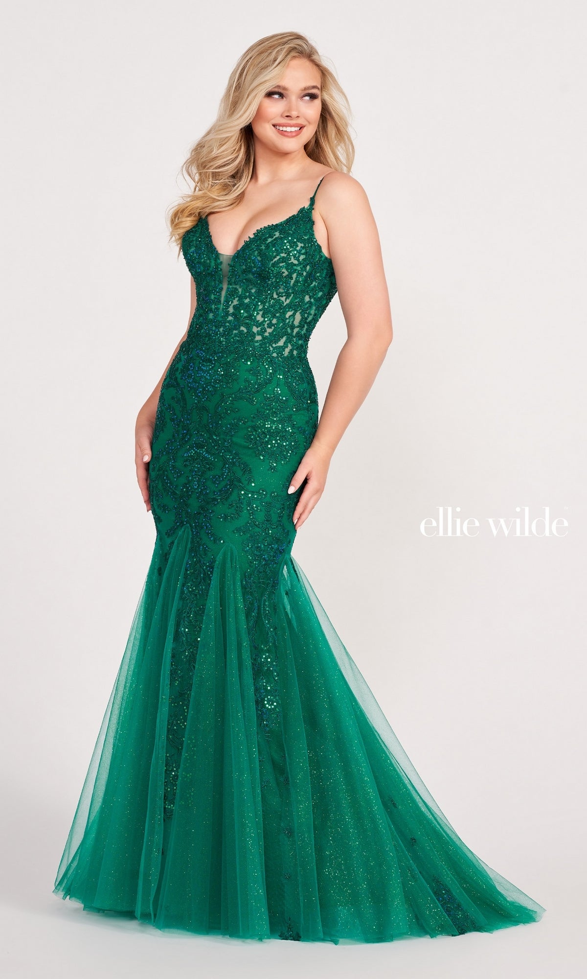 Beaded Long Embroidered Mermaid Prom Dress - PromGirl