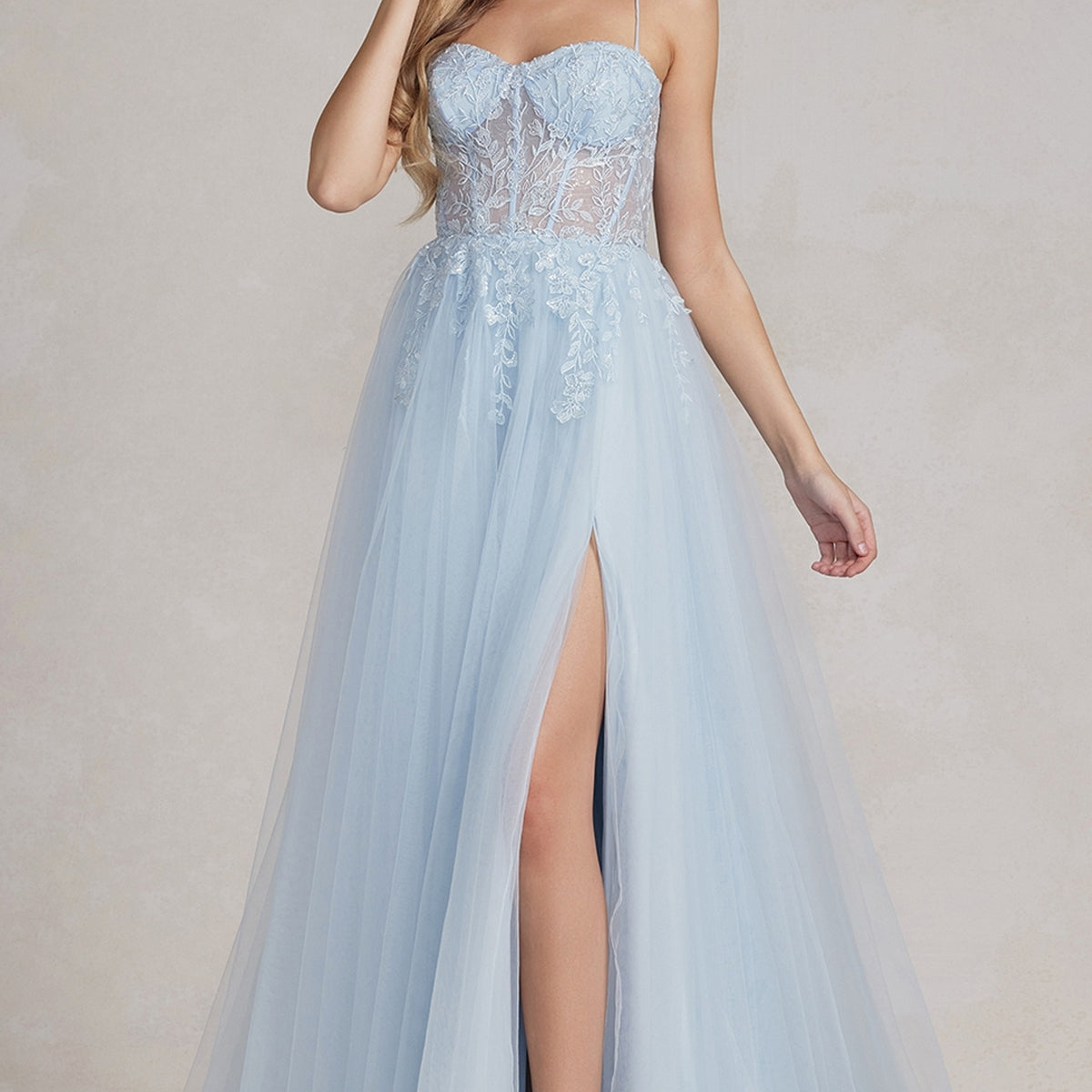 Corset-Bodice Long A-Line Prom Dress - PromGirl