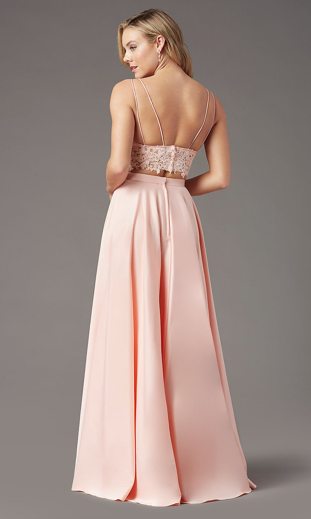 Two Piece Long Prom Dress With Pockets Promgirl