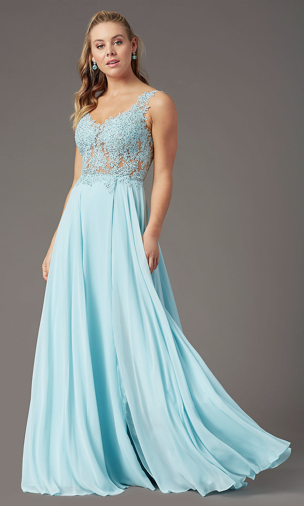 Long Beaded-Bodice Formal Prom Dress - PromGirl