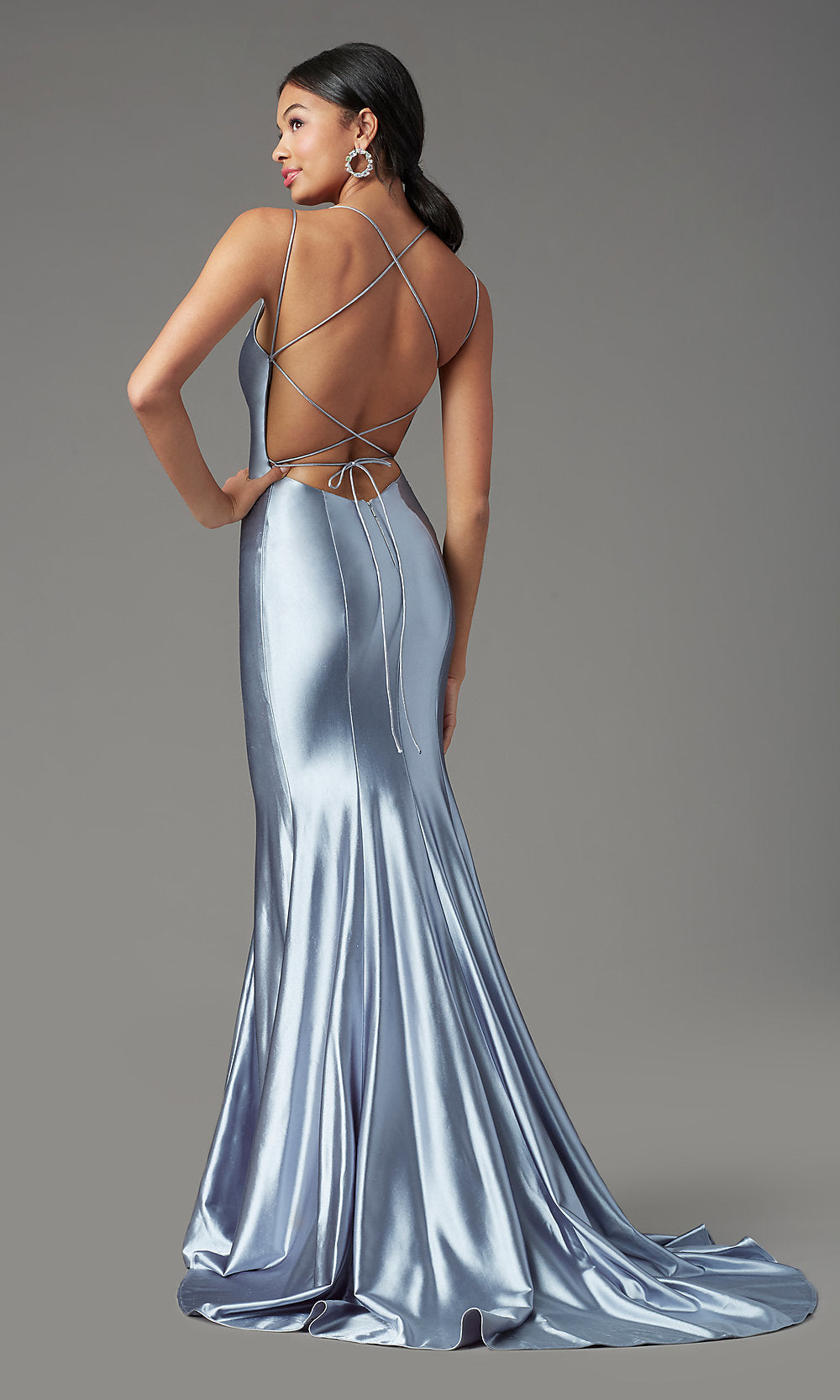 Satin Trumpet-Style Long Prom Dress - PromGirl