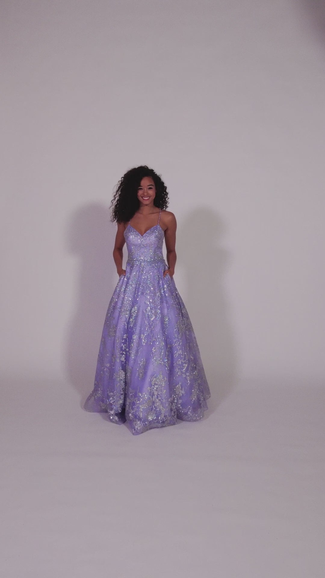 Purple Prom Ball Gown with Silver Glitter - PromGirl
