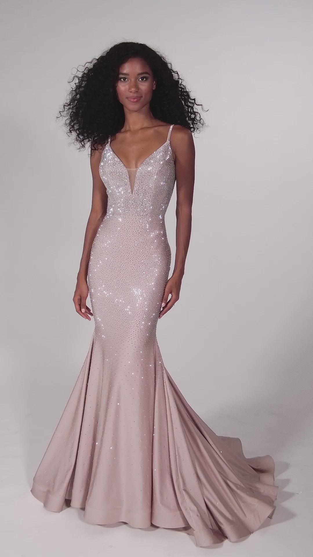 Cut-Out Long Beaded Mermaid Prom Dress - PromGirl