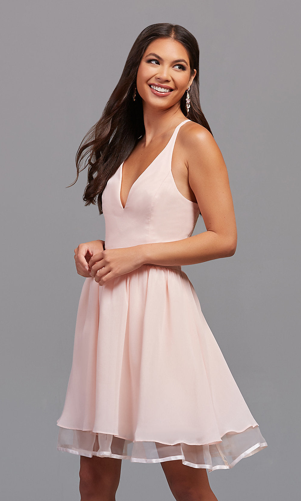 Lace-Racerback Short Homecoming Dress - PromGirl