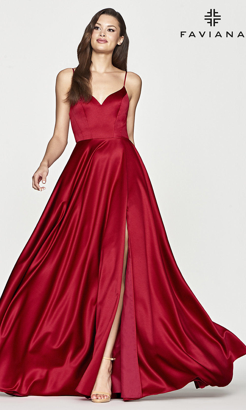 Faviana Ruby Red Long A-Line Prom Dress - PromGirl